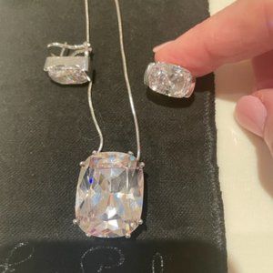 Erwin Pearl | Jewelry | Erwin Pearl Emerald Cut 7 Carat Cz Necklace And ...